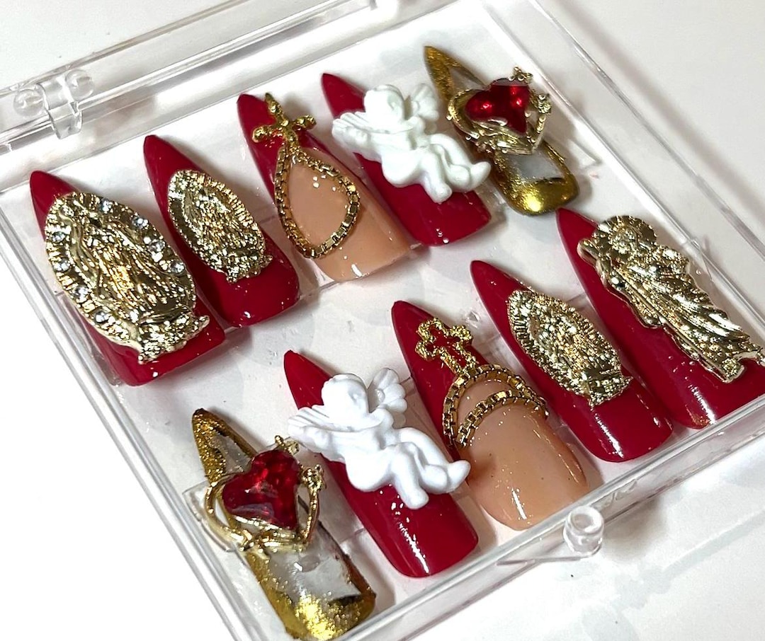 Catholic Theme | Nail Stiletto Press on Nail | Church Design Nail Art ...