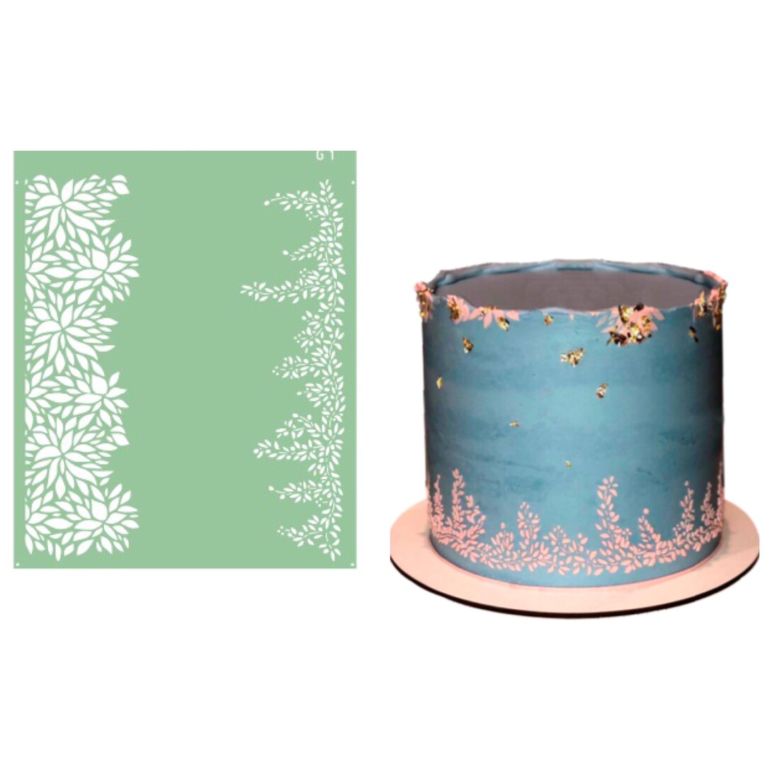 2 Elegant Leaves Cake Stencil Pattern, Cake Decoration, Reusable ...
