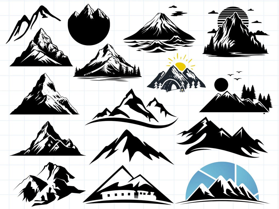Mountain Svg Bundle, Mountain Svg, Nature Svg, Outdoor Svg, Mountains ...