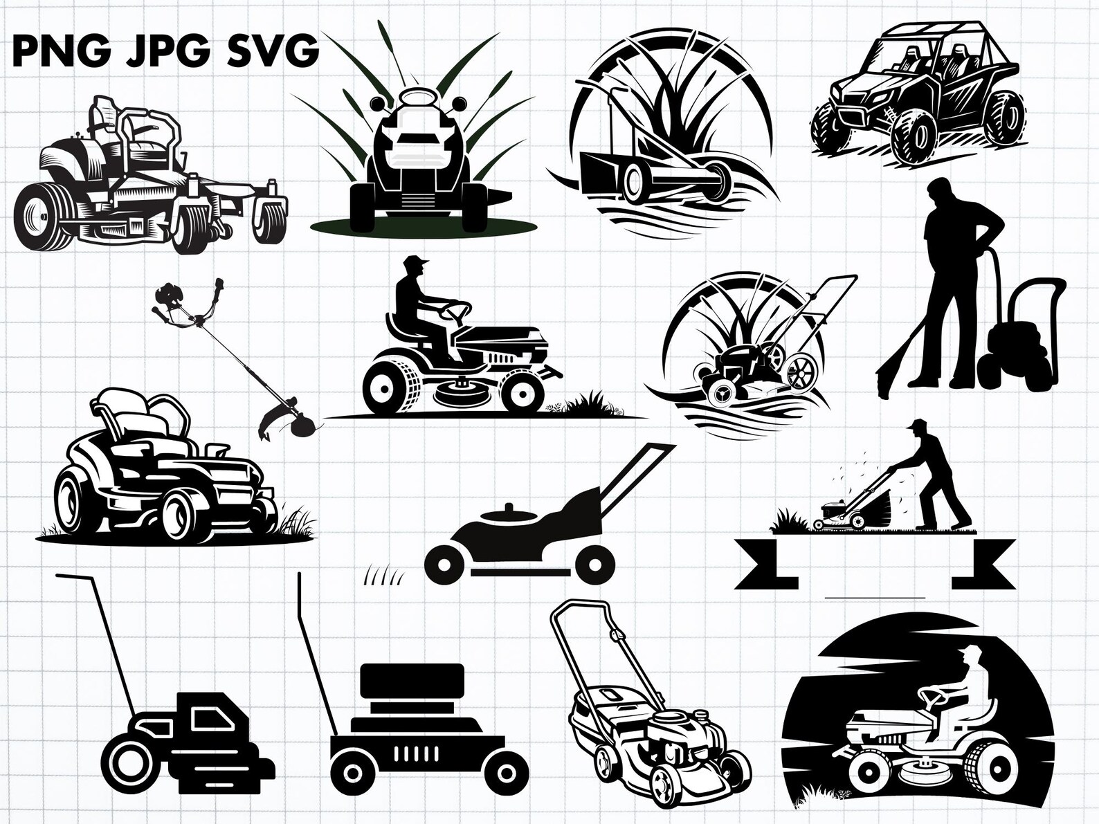 Lawn Mower SVG Bundle, Lawn Mower Vector, Lawn Mower Outline, Lawn ...
