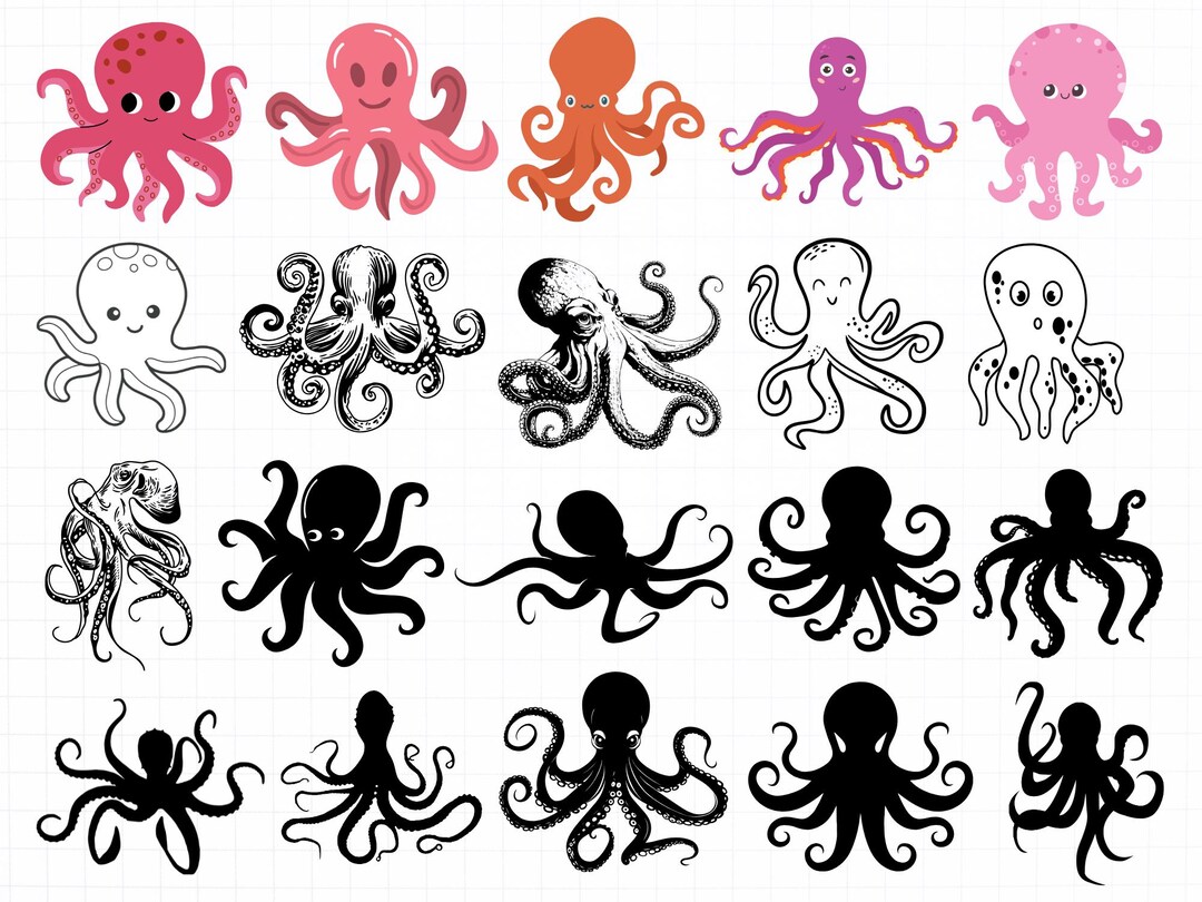 Octopus SVG Bundle, Octopus PNG Bundle, Octopus Clipart, Octopus SVG ...