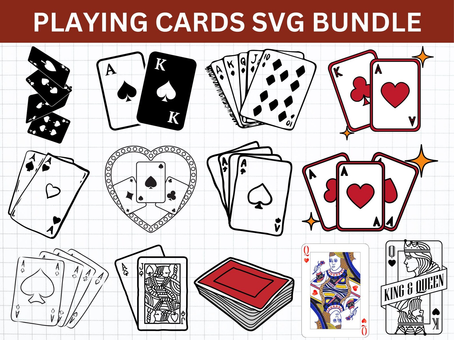 Playing Cards Svg, Aces Svg, Poker Cards Svg, Royal Flush Clip Art ...
