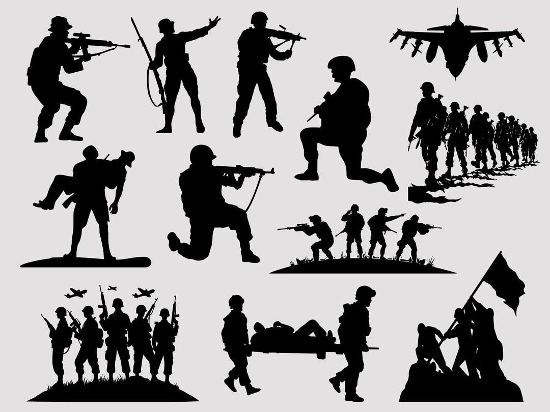 Soldier Svg Bundle, Soldier Svg, Army Silhouette, Military Svg, Helmet ...