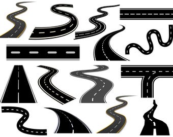 Road Svg Bundle,road Clipart, Road Cut File, Highway Svg, Road Dxf ...