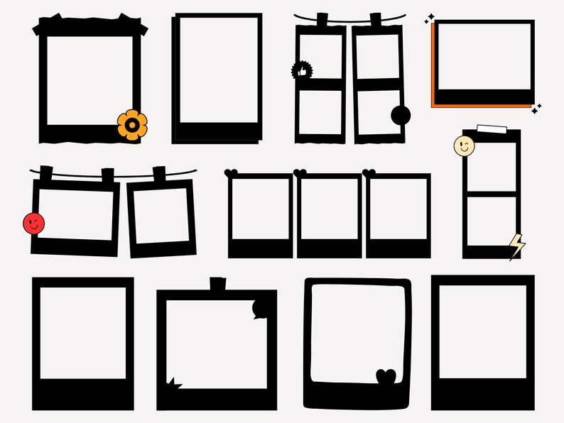 Polaroid Frame Svg Bundle, SVG Files for Cricut, Polaroid Cut File ...