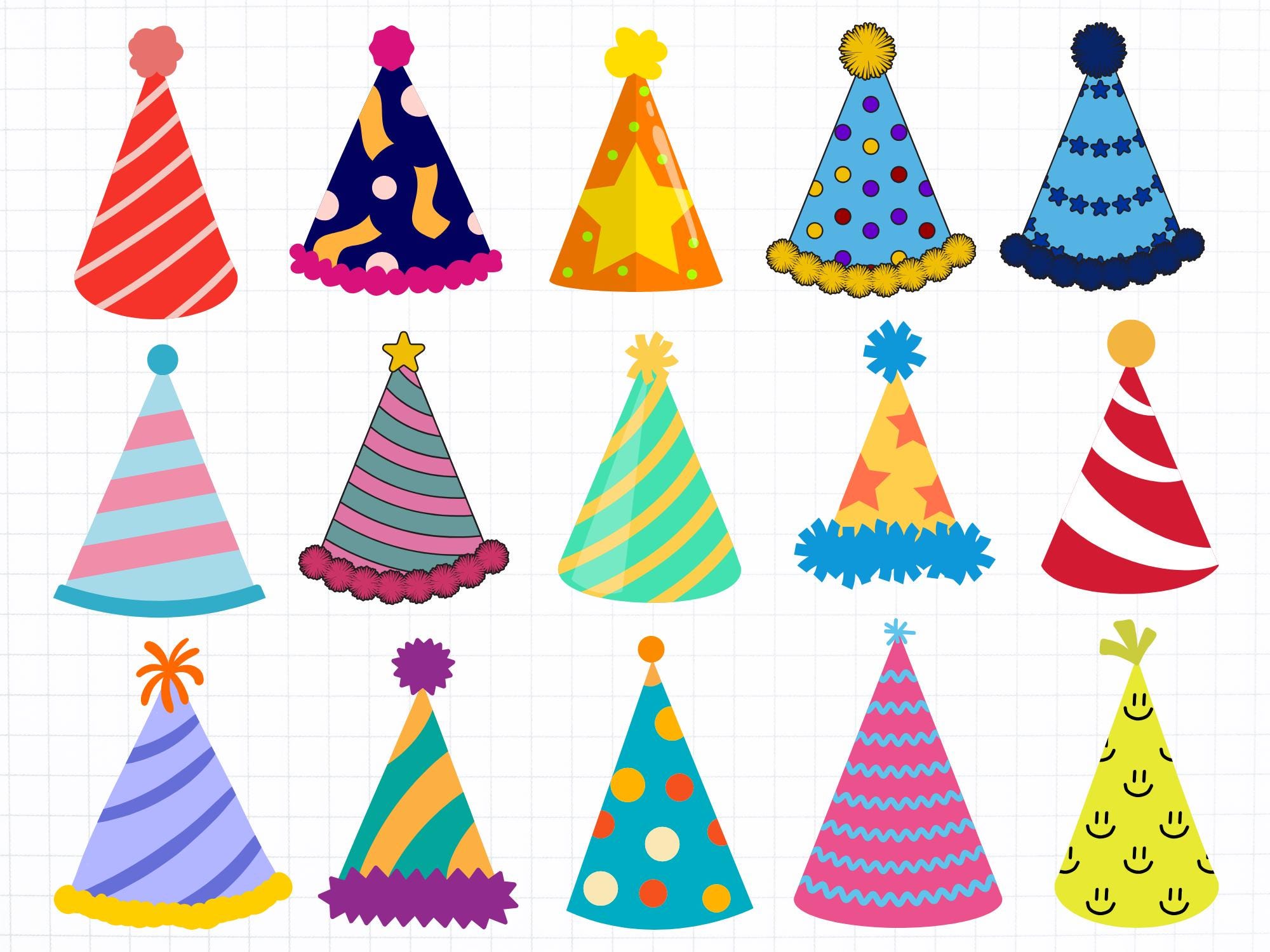 Birthday Hats SVG, Birthday Party Hats Clipart, Kid's Birthday Hats PNG ...