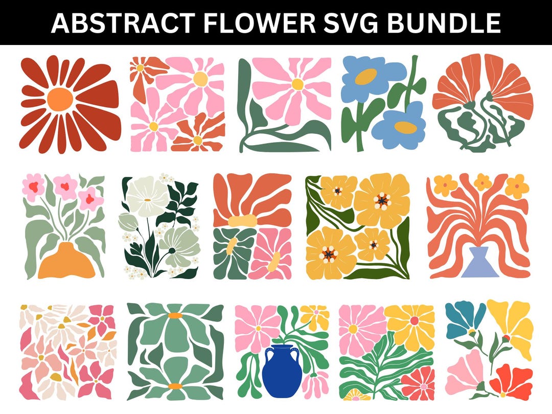 Abstract Flower Svg, Boho Flower Svg, Retro Flower Svg, Flower Clipart ...