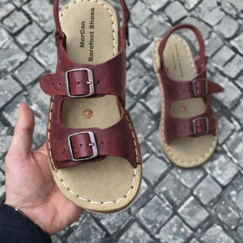 Burgundy Leather Sandals - Etsy