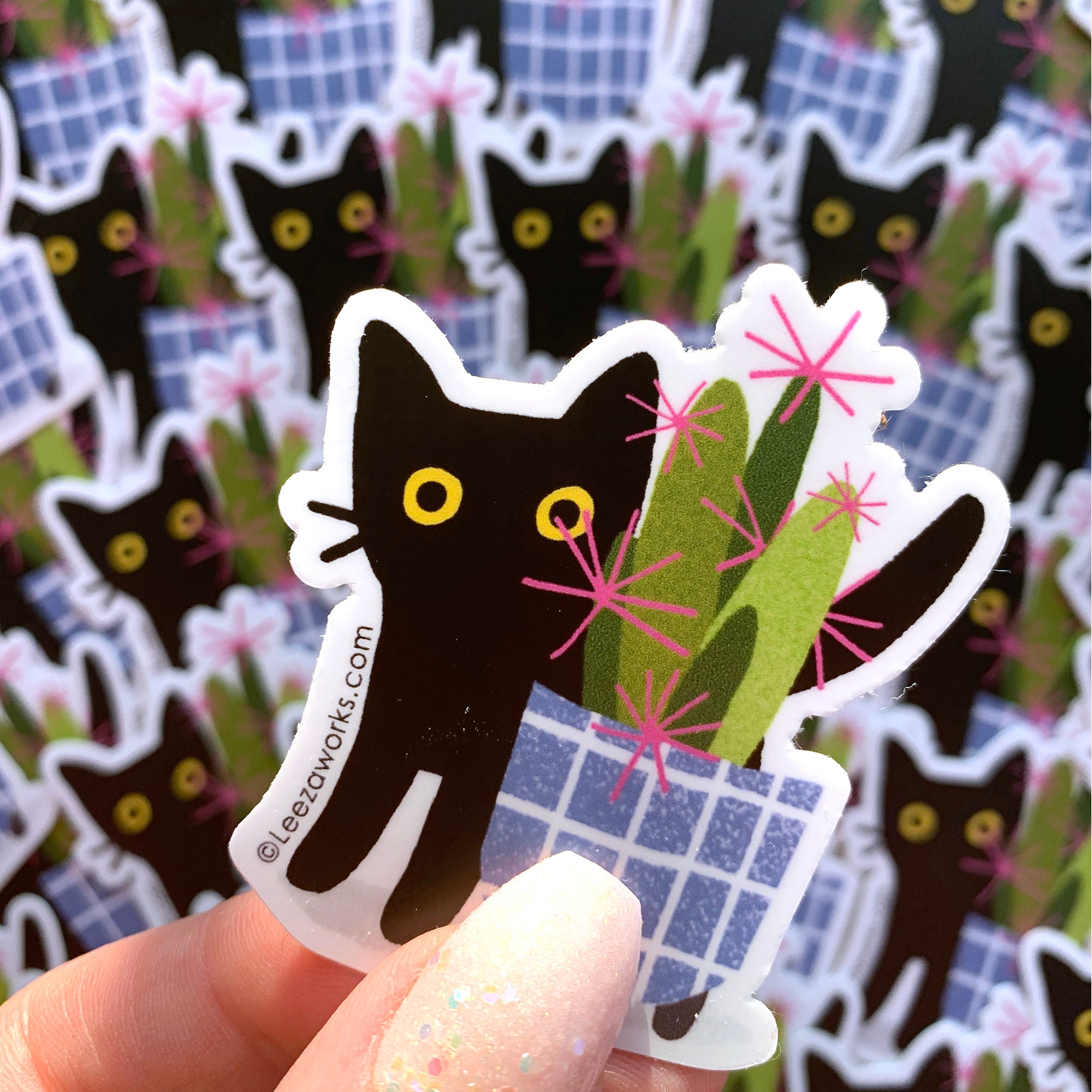 Lil Catcus Black Cat Vinyl Sticker Waterproof Decal Black | Etsy