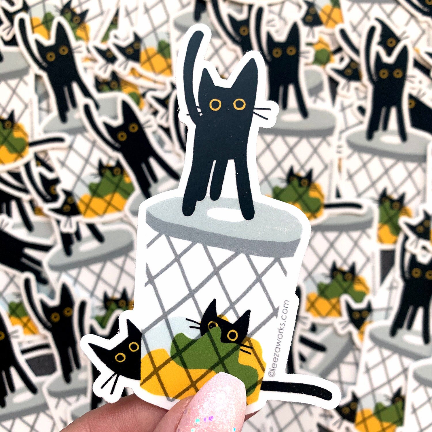 Cats in the Hamper Vinyl Sticker Cat Sticker Black Cat | Etsy