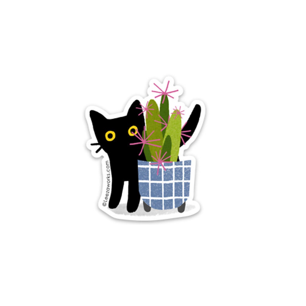 Lil Catcus Black Cat Vinyl Sticker Waterproof Decal Black | Etsy