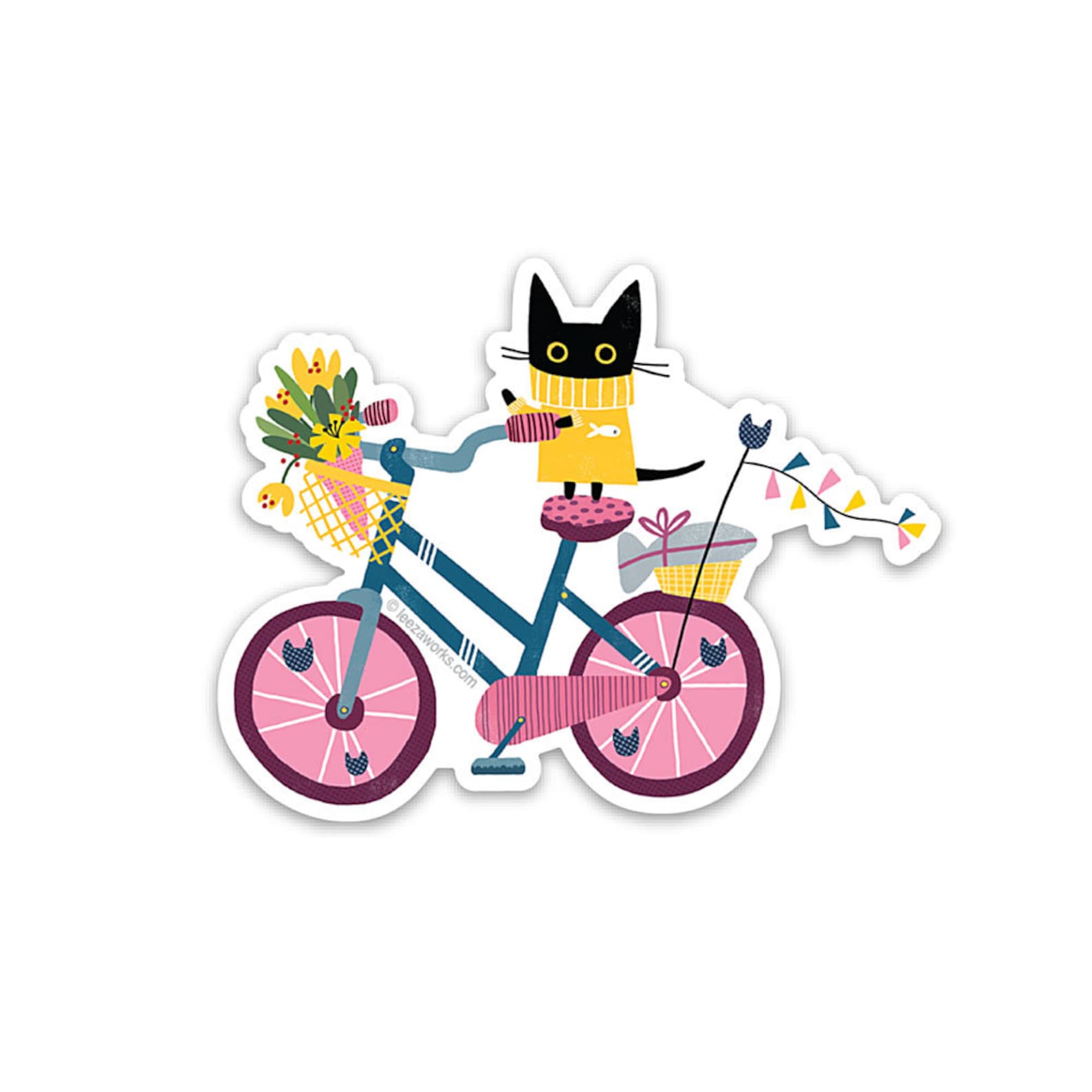 Kitty on A Bicycle Black Cat Vinyl Sticker Decal Adhesive | Etsy