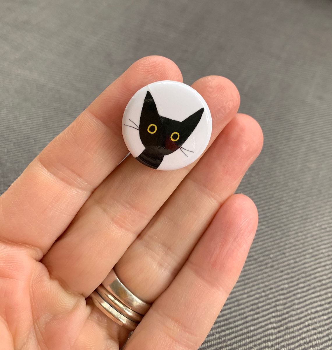 Black Cat Head Pin Badge Button Flare | Etsy