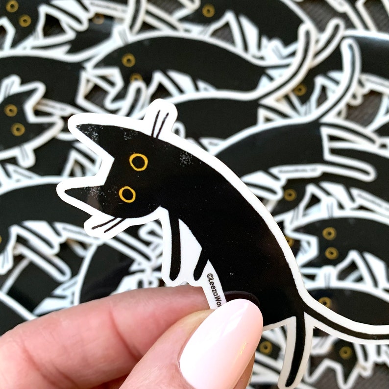 Cat on the Mat Black Cat Vinyl Sticker Decal Adhesive Art - Etsy