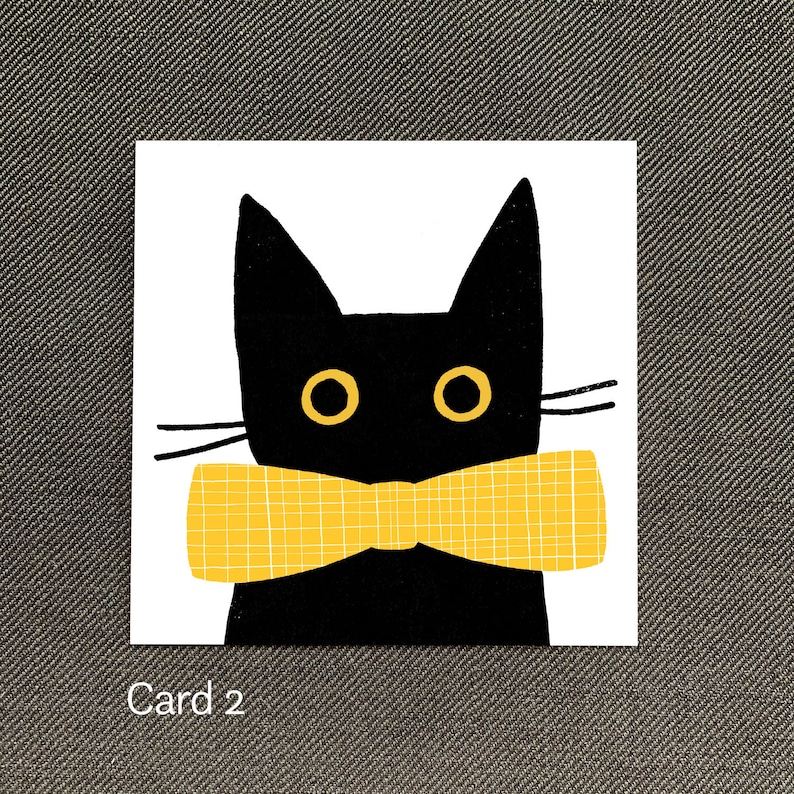 Nigel Art Card Stationery Set in Yellow Penpal Cards for Cat - Etsy