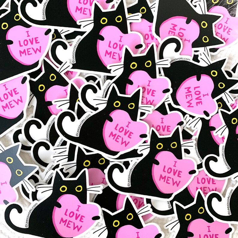 I Love Mew Black Cat Vinyl Sticker Cat Lover Decal Gift - Etsy