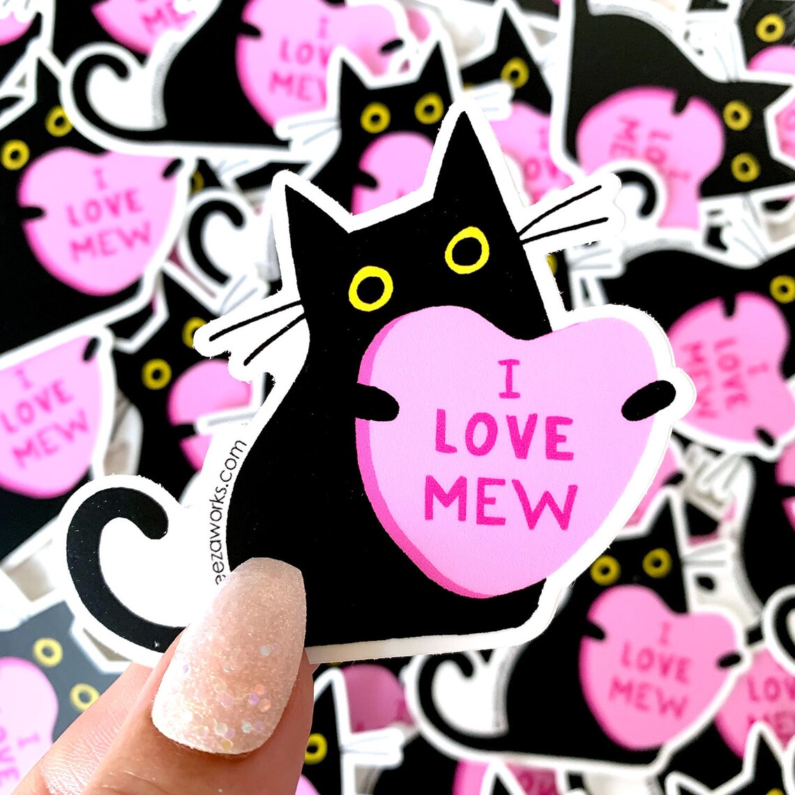 I Love Mew Black Cat Vinyl Sticker Cat Lover Decal Gift - Etsy
