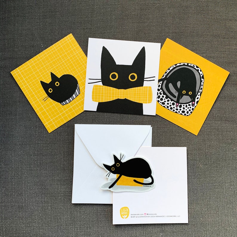 Nigel Art Card Stationery Set in Yellow Penpal Cards for Cat - Etsy