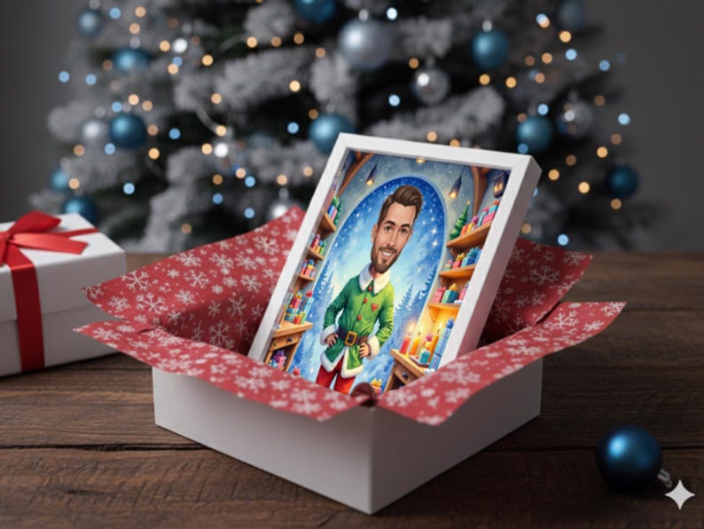 Personalized Christmas Elf Cartoon Portrait From Photo (digital) - Etsy