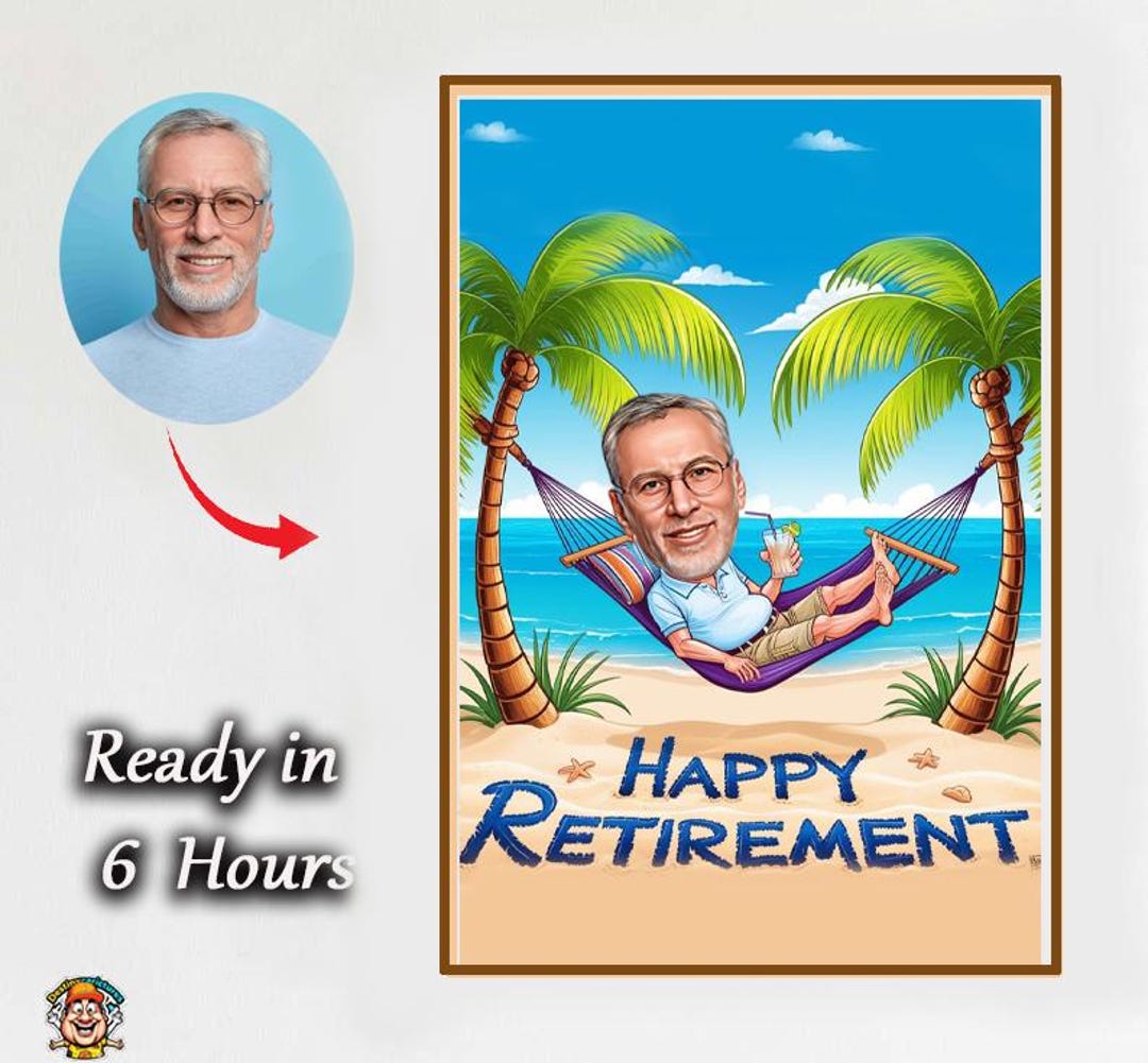 Personalized Retirement Cartoon Portrait, Custom Retirement Caricature ...