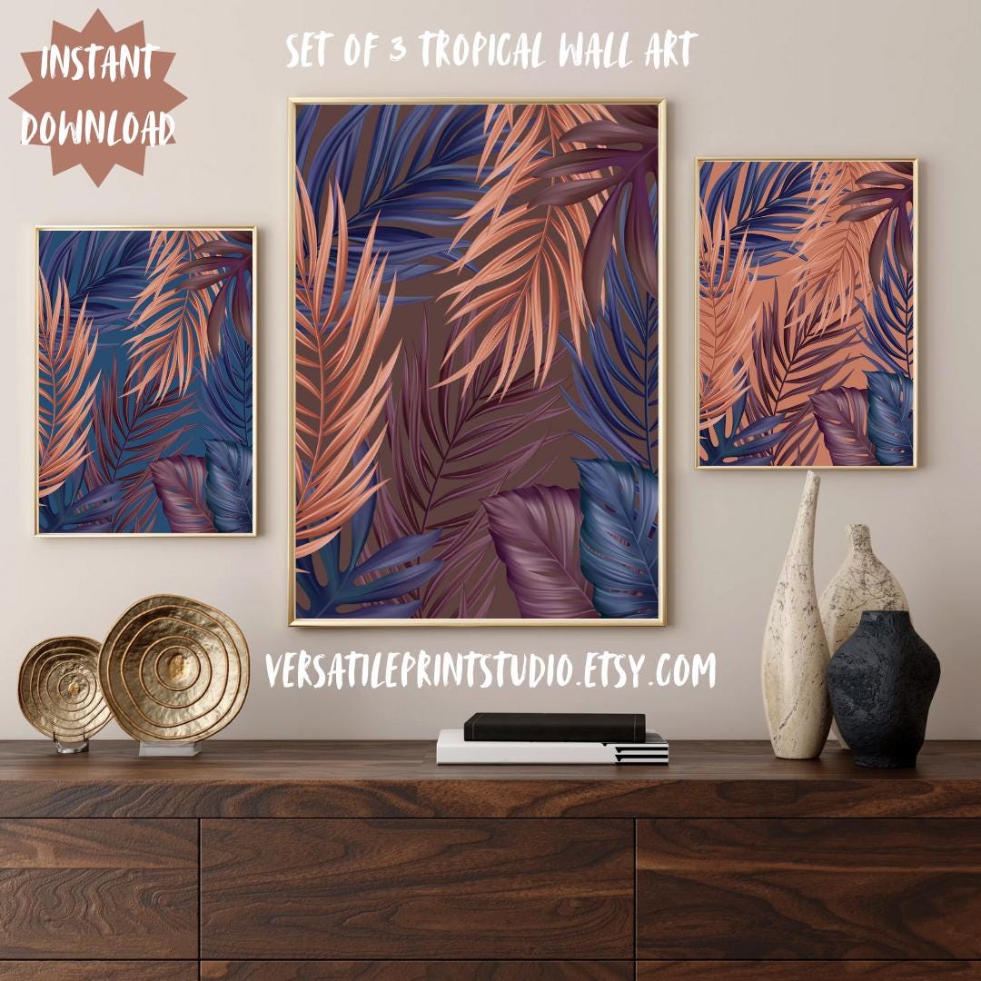 Digital Wall Decor-set of 3 Tropical Art - Etsy