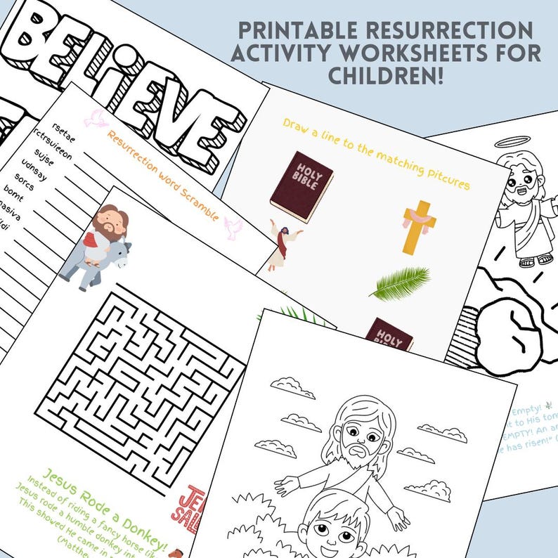 Printable Activity Worksheets for Children- Resurrection Easter - Etsy