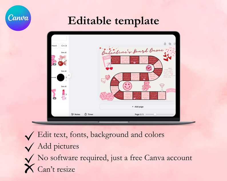 Galentine’s Board Game A3 Size - Fun and Flirty Party Game | Printable ...