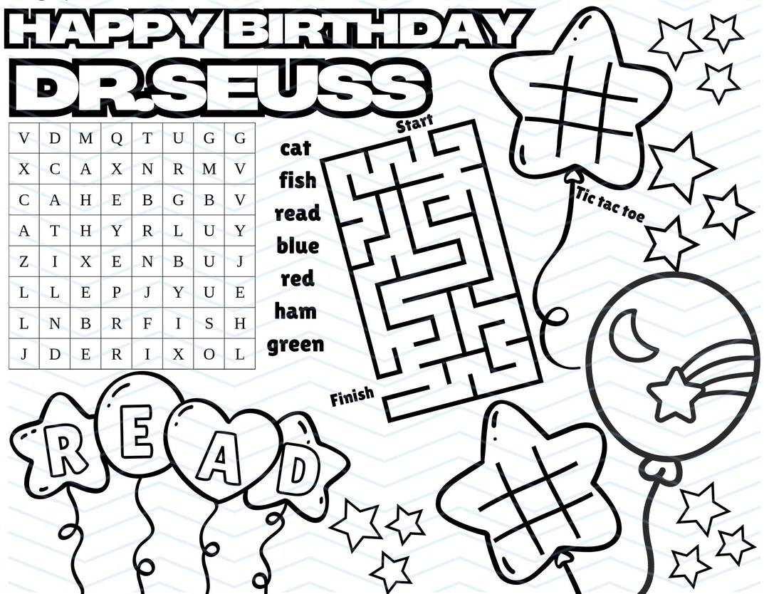 Dr. Seuss Read Across America Acivity Sheet - Etsy