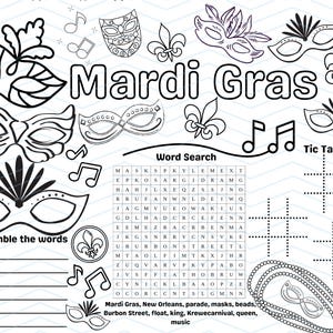 Mardi Gras Fat Tuesday Activity Sheet - Etsy