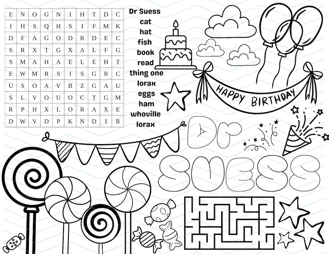 Dr. Seuss Read Across America Acivity Sheet - Etsy