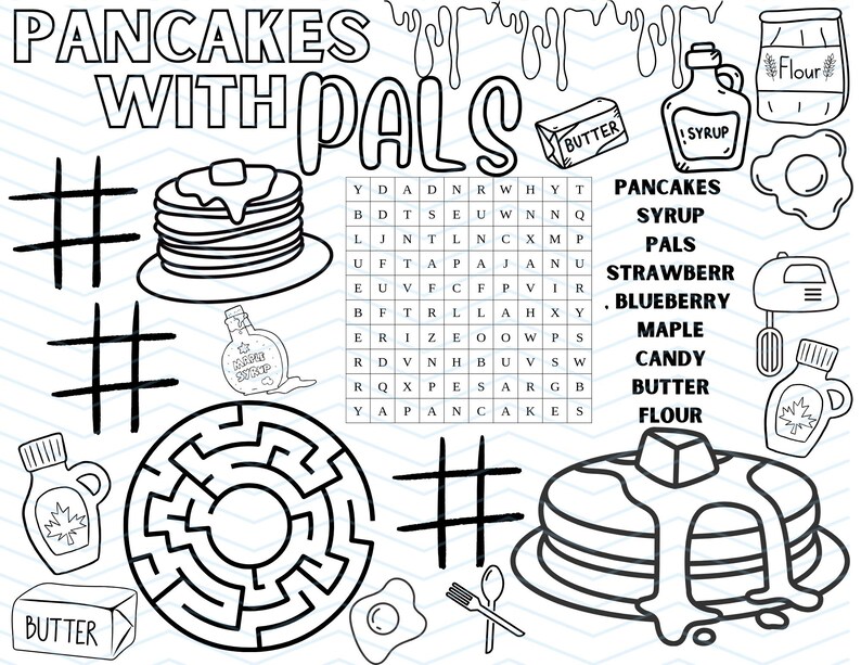 Pancakes With Pals Activity Coloring Sheet - Etsy