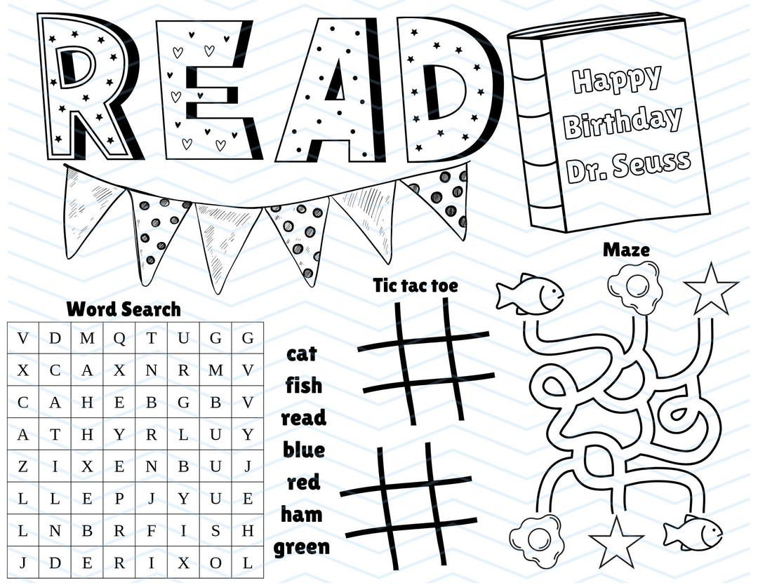 Dr. Seuss Read Across America Acivity Sheet - Etsy