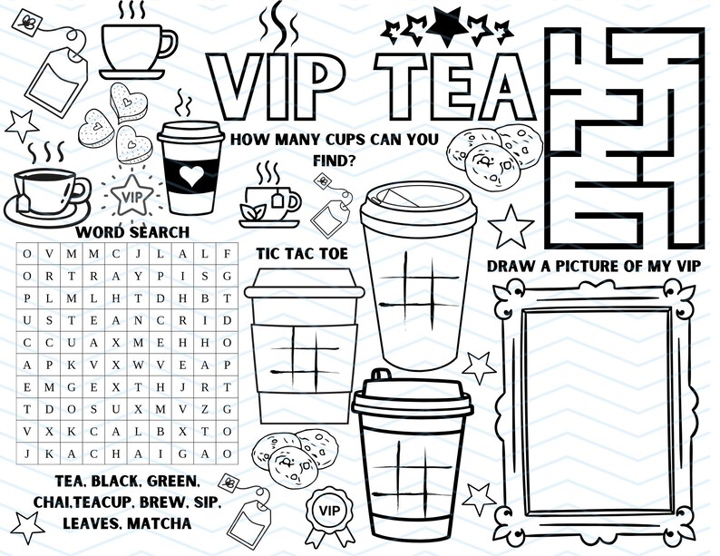 VIP Tea Activity Coloring Sheet - Etsy UK