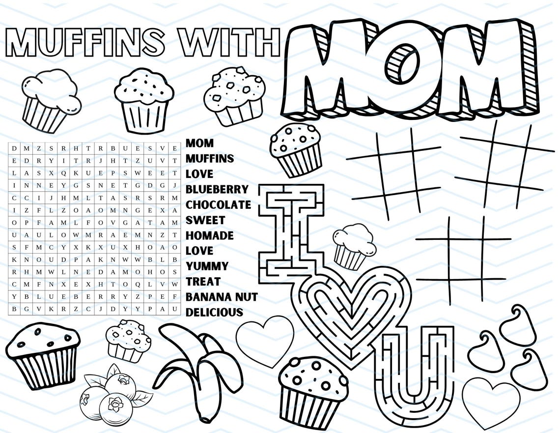 Muffins With Mom Activity Coloring Sheet - Etsy