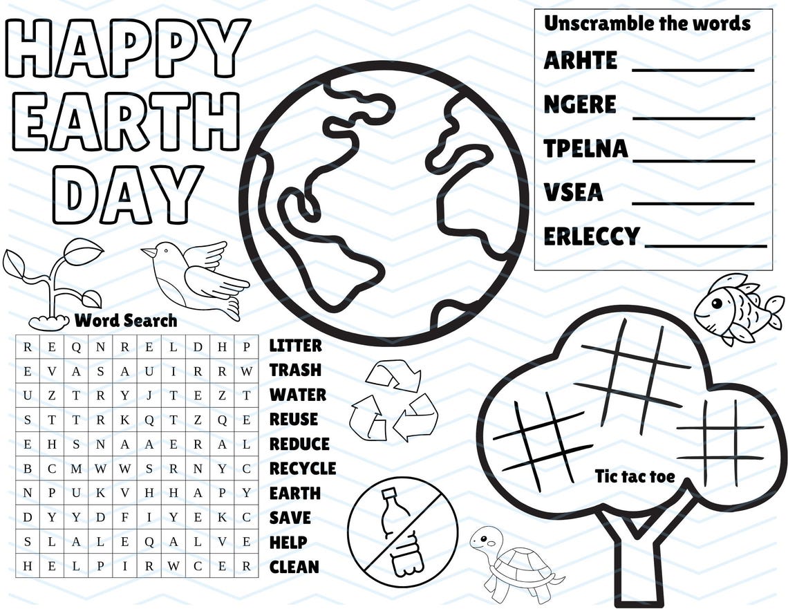 Earth Day Activity Coloring Sheet - Etsy
