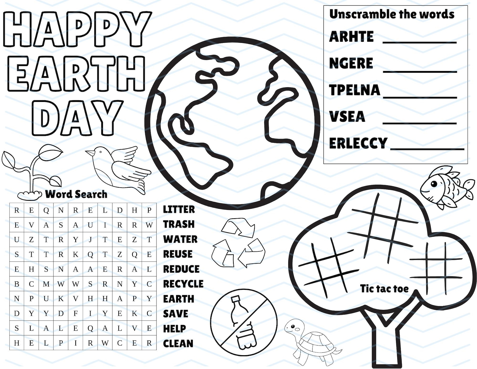Earth Day Activity Coloring Sheet - Etsy