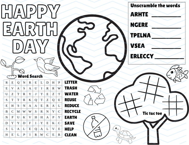 Earth Day Activity Coloring Sheet - Etsy