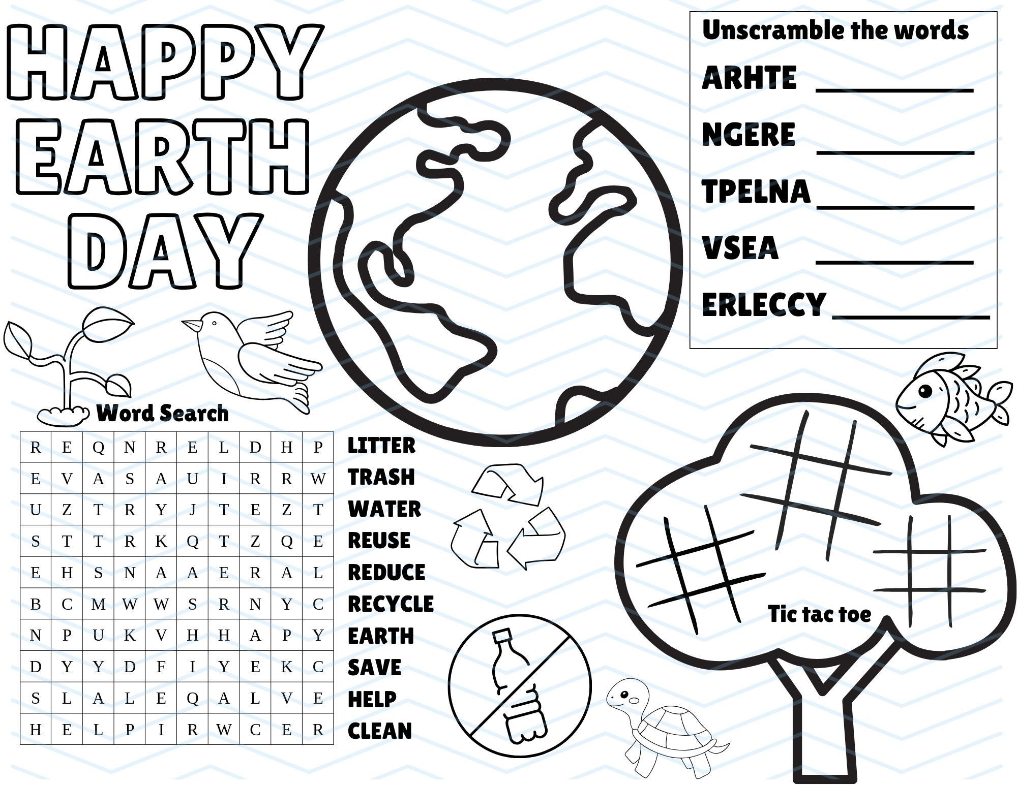 Earth Day Activity Coloring Sheet - Etsy