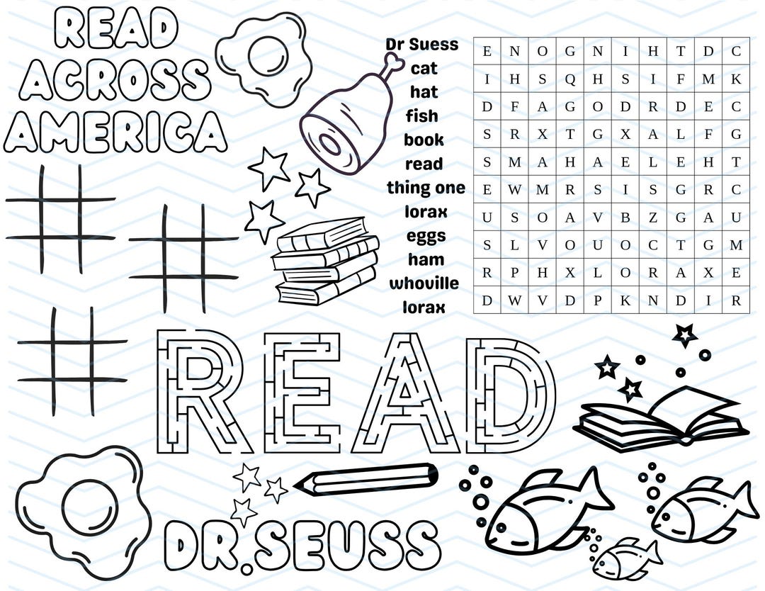 Dr. Seuss Read Across America Acivity Sheet - Etsy