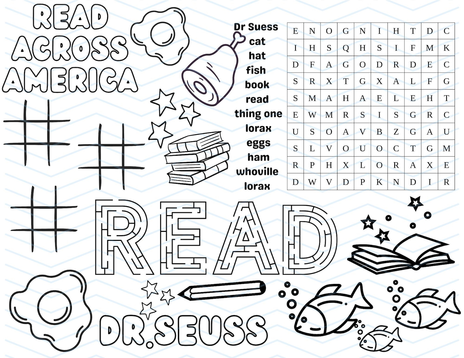 Dr. Seuss Read Across America Acivity Sheet - Etsy