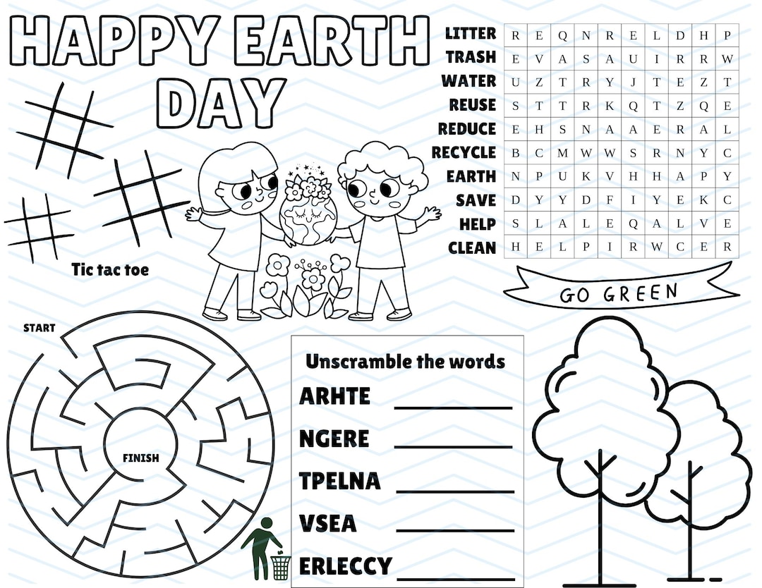 Earth Day Activity Coloring Sheet - Etsy
