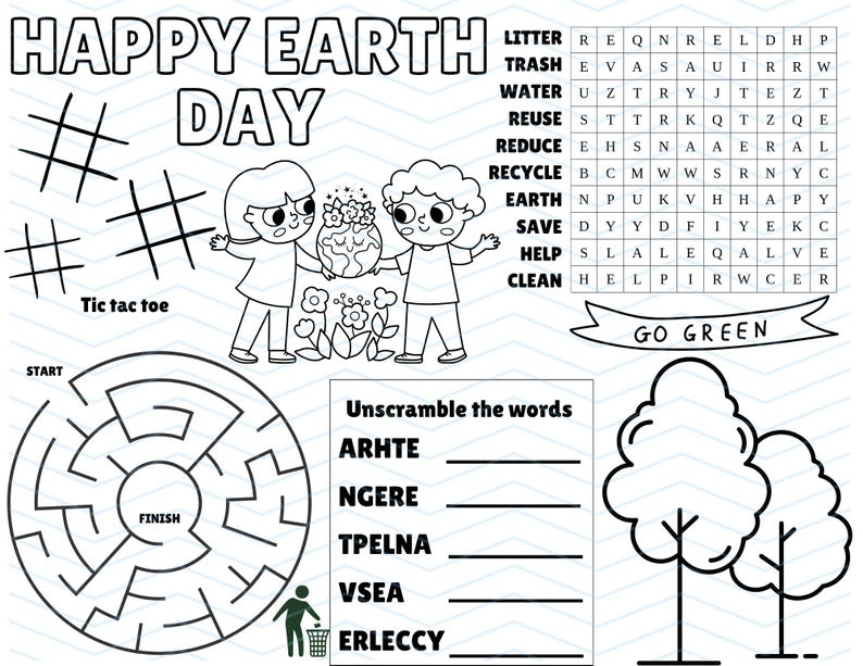 Earth Day Activity Coloring Sheet - Etsy
