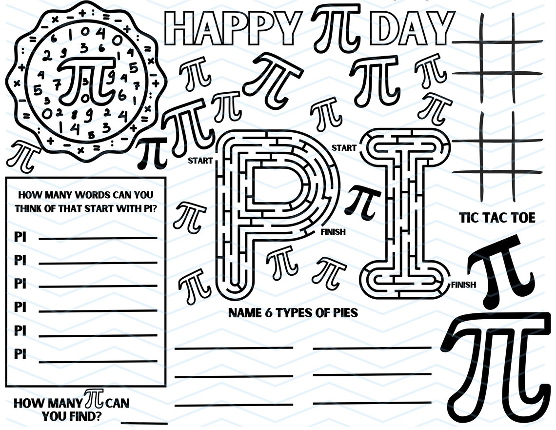 Pi Day Activity Coloring Sheet - Etsy