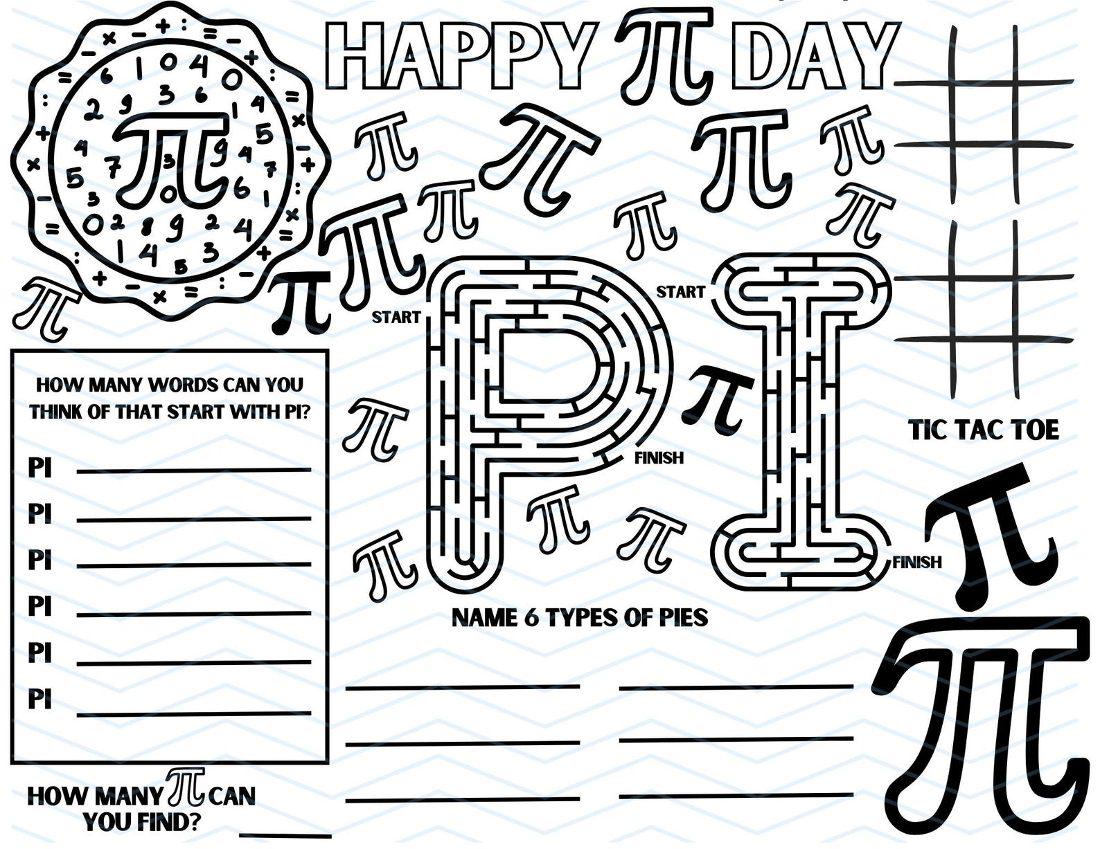 Pi Day Activity Coloring Sheet - Etsy