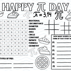 Pi Day Activity Coloring Sheet - Etsy
