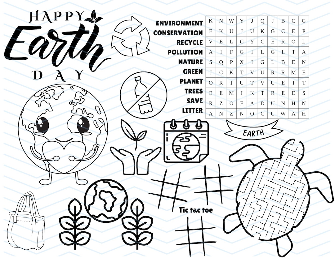 Earth Day Activity Coloring Sheet - Etsy