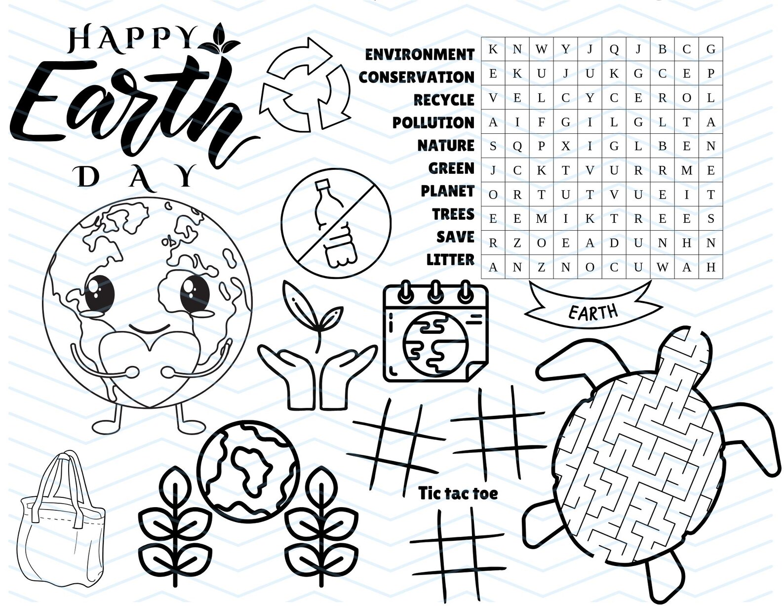 Earth Day Activity Coloring Sheet - Etsy