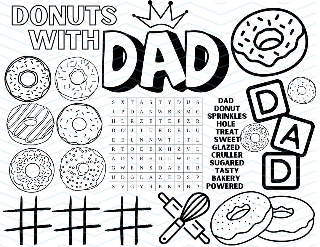 Donuts With Dad Activity Coloring Sheet - Etsy