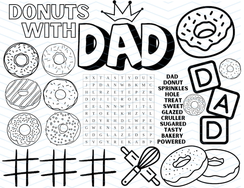 Donuts With Dad Activity Coloring Sheet - Etsy