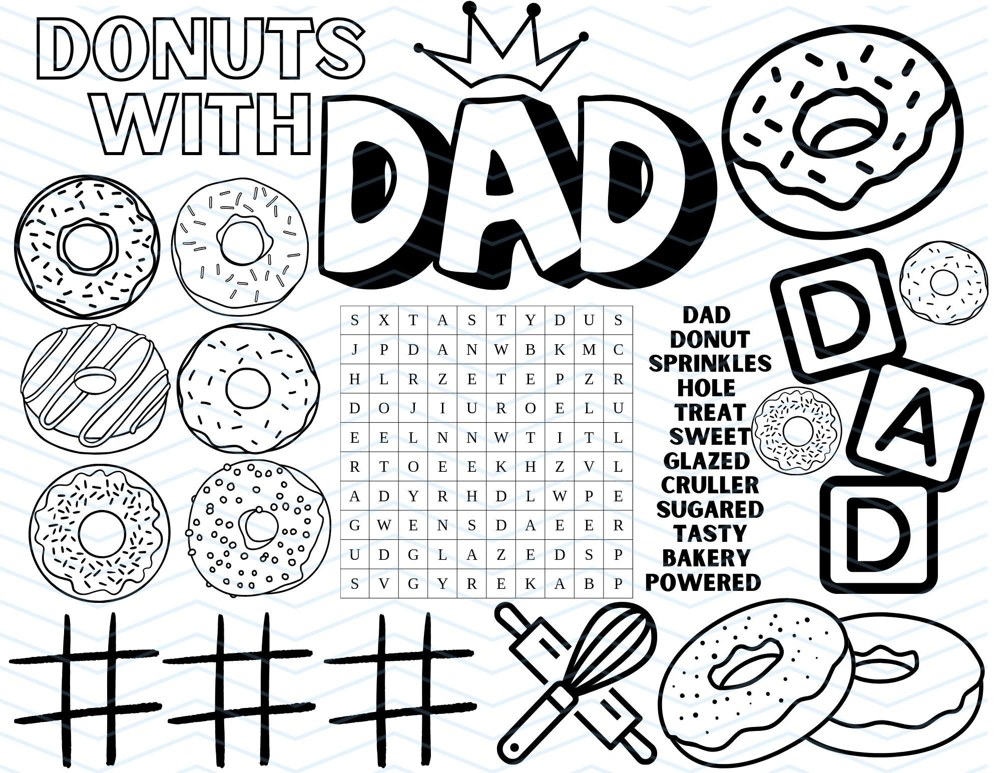 Donuts With Dad Activity Coloring Sheet - Etsy